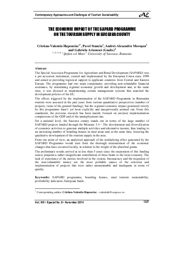 (PDF) The Economic Impact of the SAPARD Programme on the Tourism Supply ...