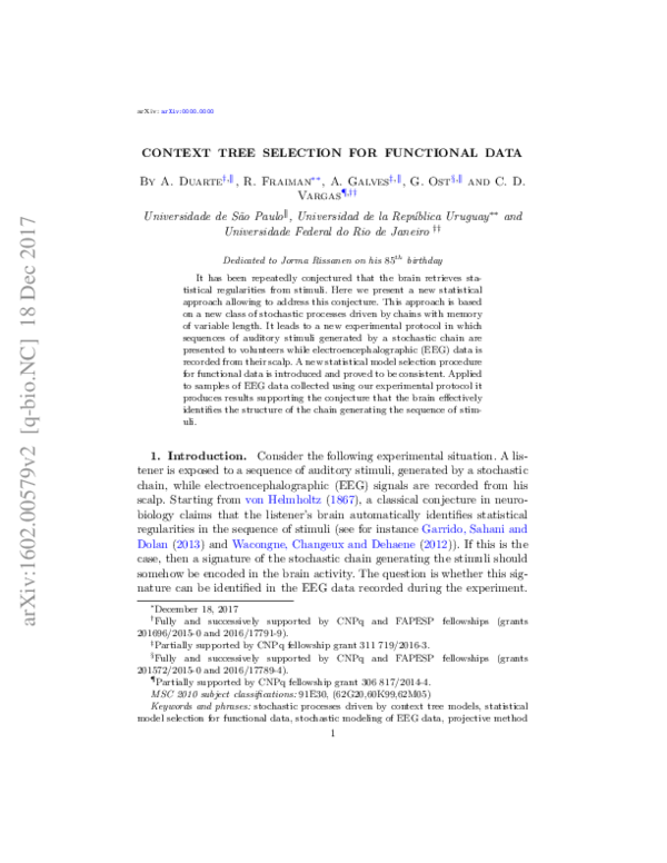 (PDF) Context tree selection for functional data