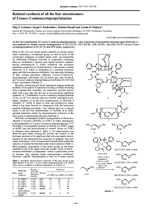 (PDF) Rational synthesis of all the four stereoisomers of 3-(trans-2 ...