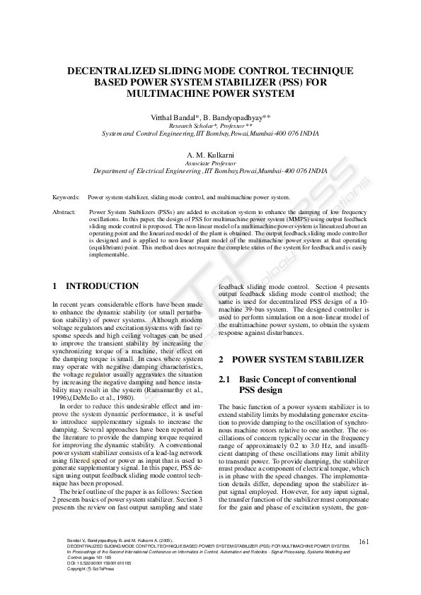 (PDF) Decentralized sliding mode control technique based power system stabilizer (PSS) for ...