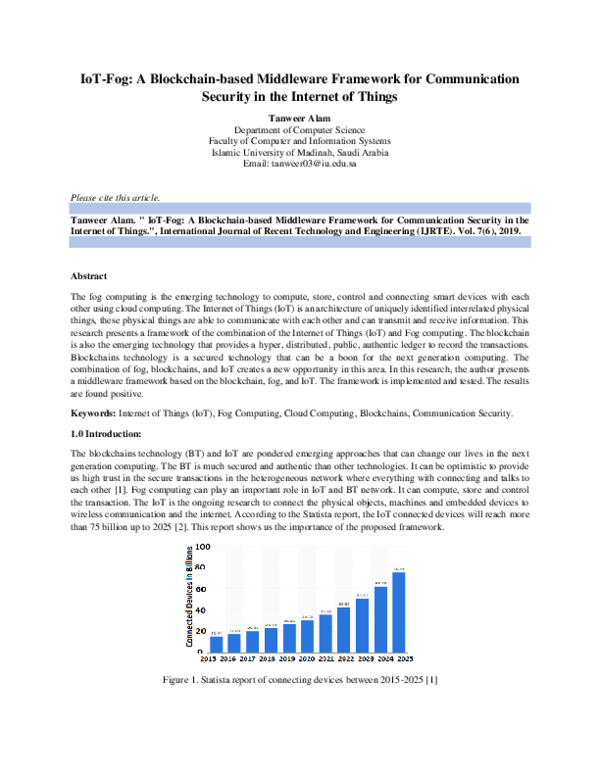 Pdf Iot Fog A Communication Framework Using Blockchain In The