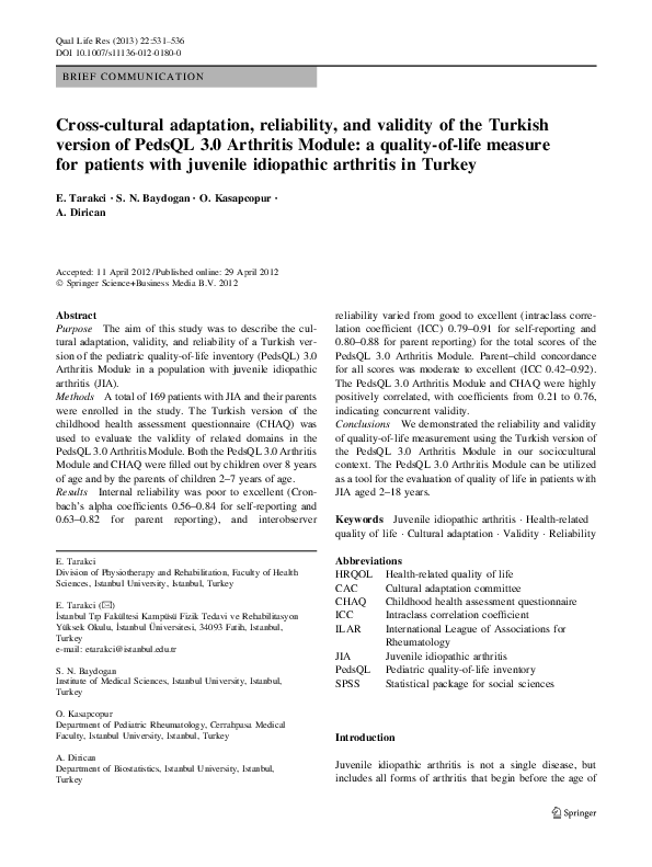 (PDF) Cross-cultural adaptation, reliability, and validity of the Italian version of the ...