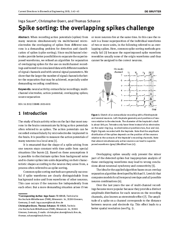 (PDF) Spike sorting: the overlapping spikes challenge