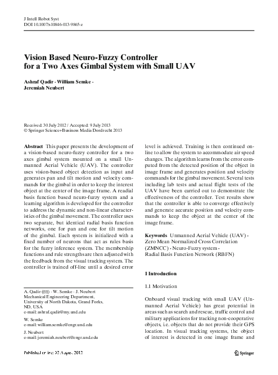 (PDF) Vision Based Neuro-Fuzzy Controller for a Two Axes Gimbal System with Small UAV