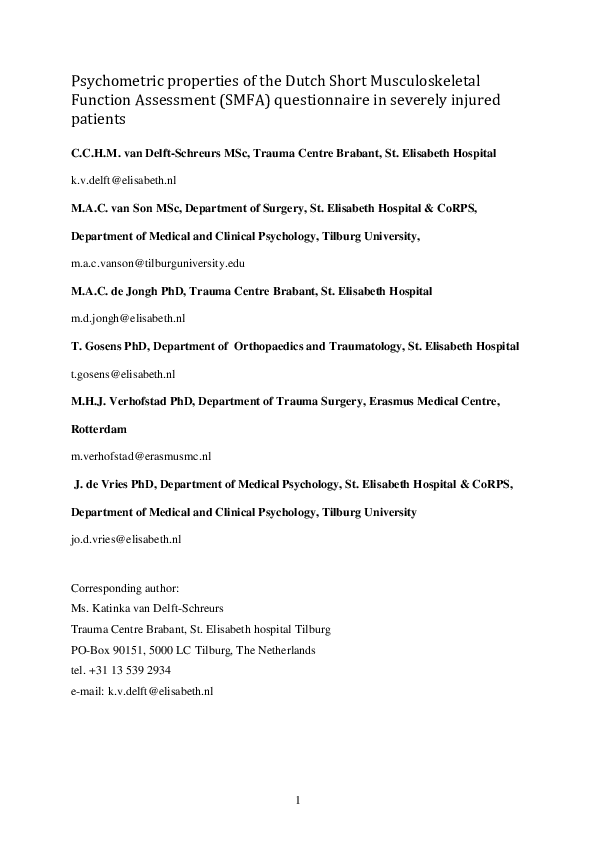 (PDF) Psychometric properties of the Dutch Short Musculoskeletal ...