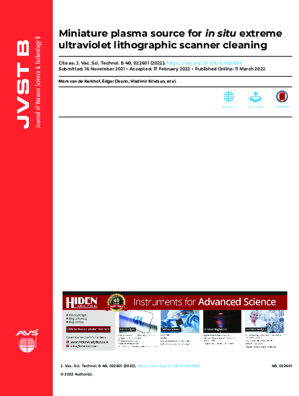(PDF) Miniature plasma source for in situ extreme ultraviolet ...