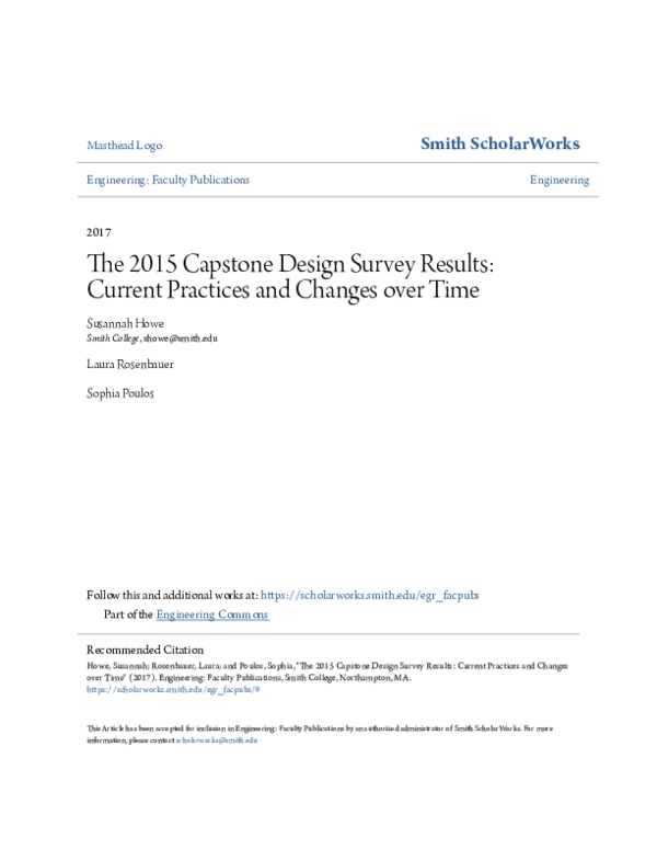 (PDF) The 2015 Capstone Design Survey Results: Current Practices and ...