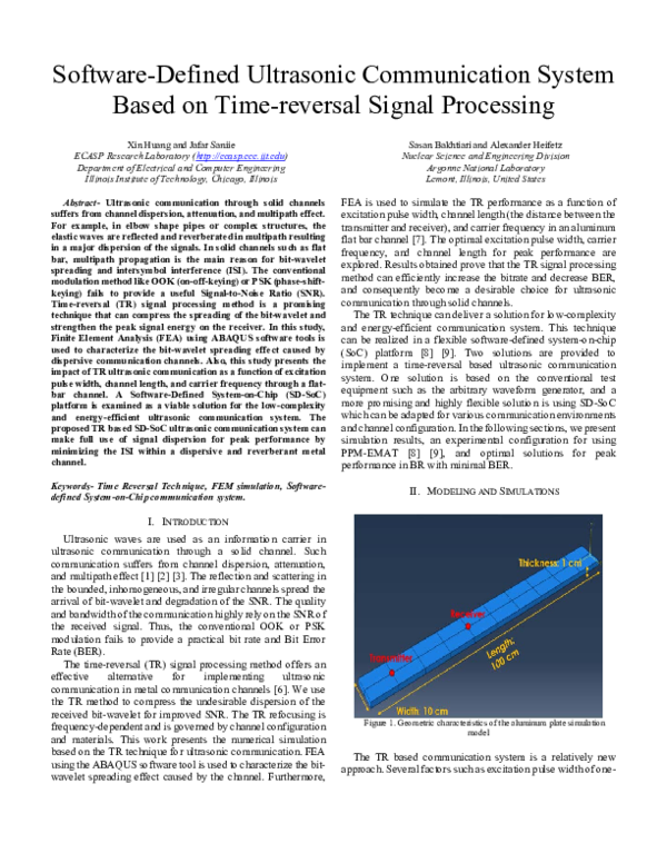 Pdf Software Defined Ultrasonic Communication System Based On Time Reversal Signal Processing