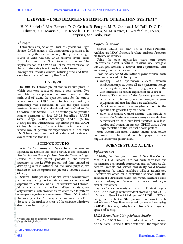 (PDF) Labweb–LNLS Beamlines Remote Operation System
