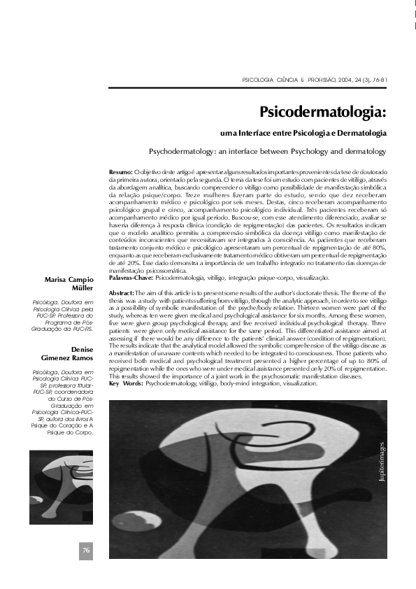 (PDF) Psicodermatologia: uma interface entre psicologia e dermatologia