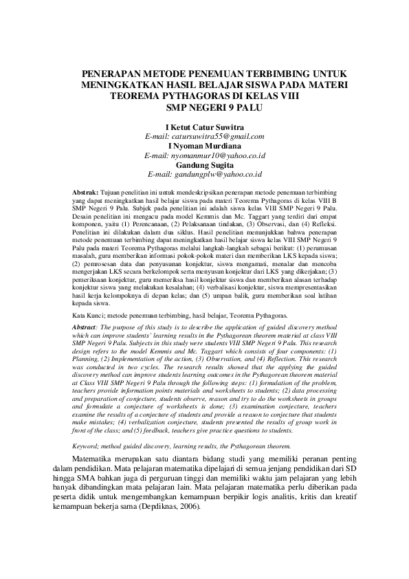 (PDF) Penerapan Metode Penemuan Terbimbing Untuk Meningkatkan Hasil Belajar Siswa Pada Materi ...