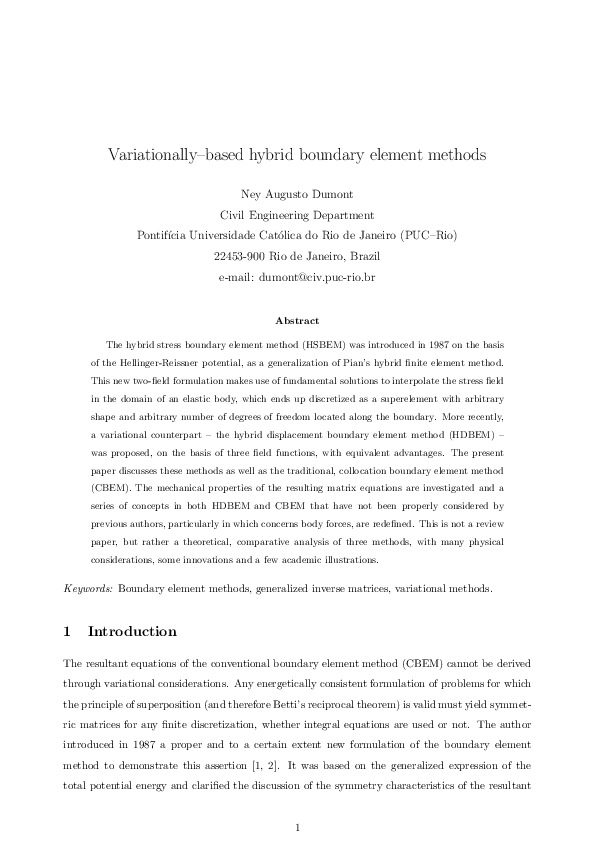 (PDF) The Hybrid Boundary Element Method | Ney Dumont - Academia.edu
