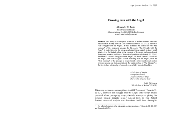 (PDF) Crossing over with the Angel