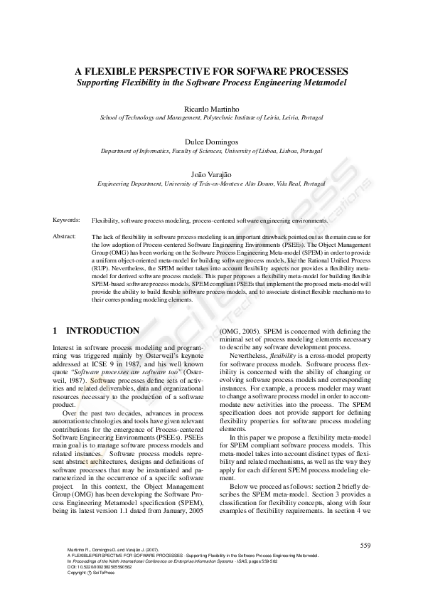 (PDF) A FLEXIBLE PERSPECTIVE FOR SOFWARE PROCESSES - Supporting ...
