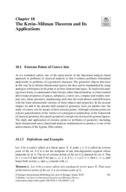 (PDF) The Krein–Milman Theorem and Its Applications