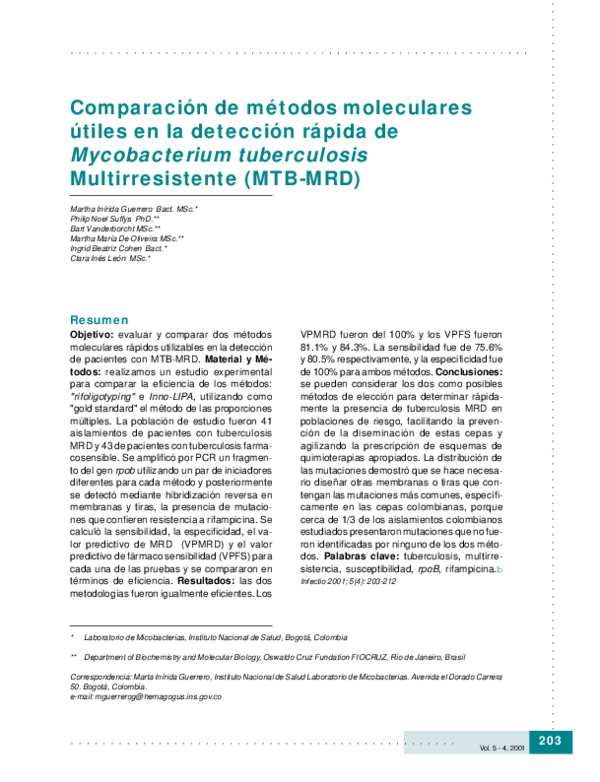 (PDF) Comparación de métodos moleculares útiles en la detección rápida ...