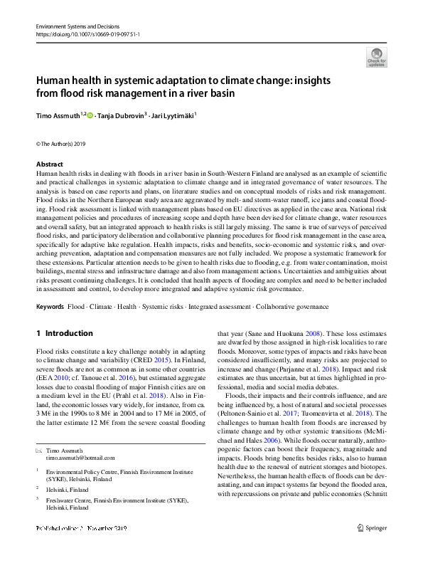(PDF) Human health in systemic adaptation to climate change: insights ...