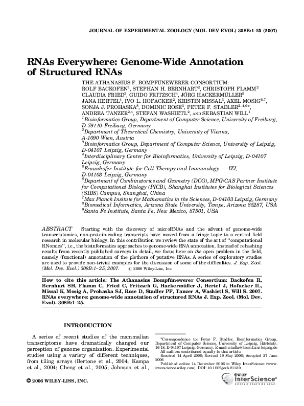 (PDF) RNAs everywhere: genome-wide annotation of structured RNAs