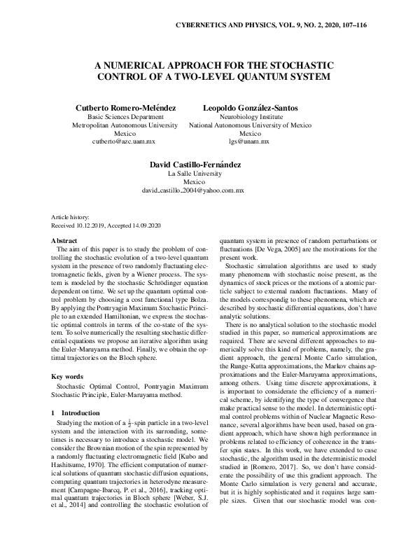 (PDF) A numerical approach for the stochastic control of a two-level ...