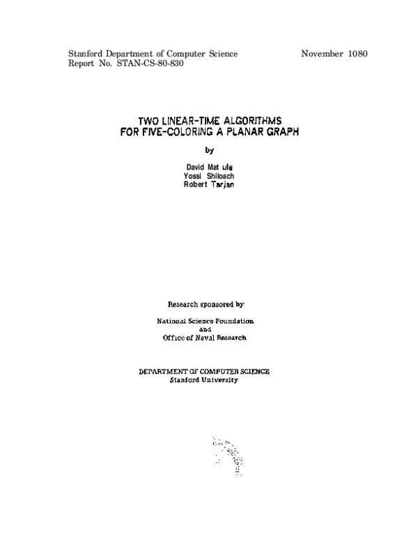 (PDF) Two Linear-Time Algorithms for Five-Coloring a Planar Graph