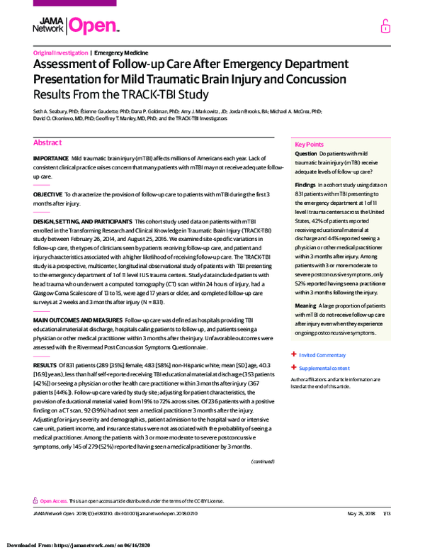 (PDF) Assessment of Follow-up Care After Emergency Department ...