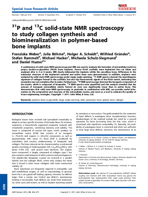 (PDF) 31P and 13C solid-state NMR spectroscopy to study collagen synthesis and biomineralization ...