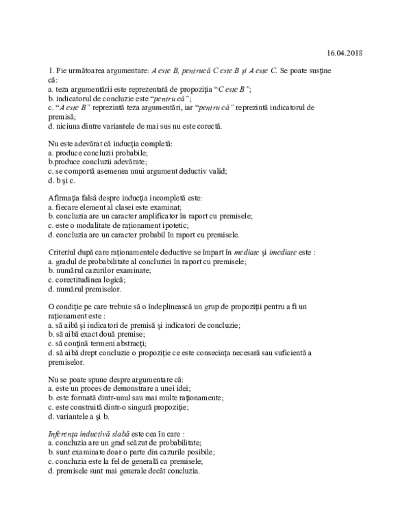 (DOC) Exerciții de antrenament-Logică și argumentare