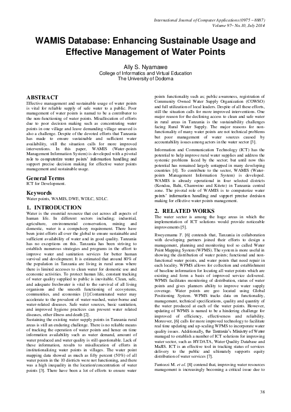 (PDF) WAMIS Database: Enhancing Sustainable Usage and Effective ...