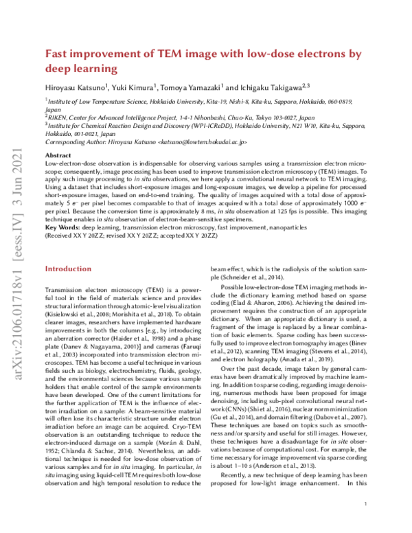 (PDF) Fast improvement of TEM image with low-dose electrons by deep ...