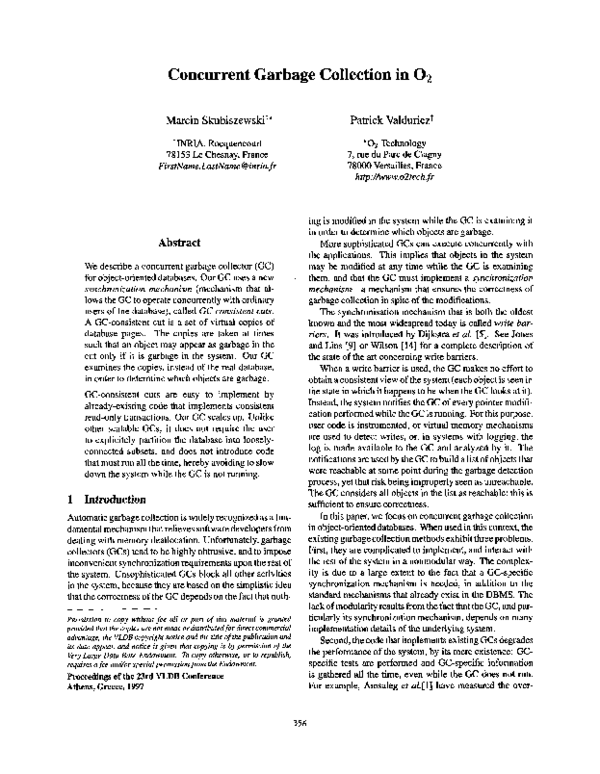 (PDF) Concurrent garbage collection