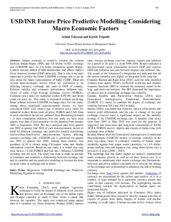 (PDF) USD/INR Future Price Predictive Modelling Considering Macro ...