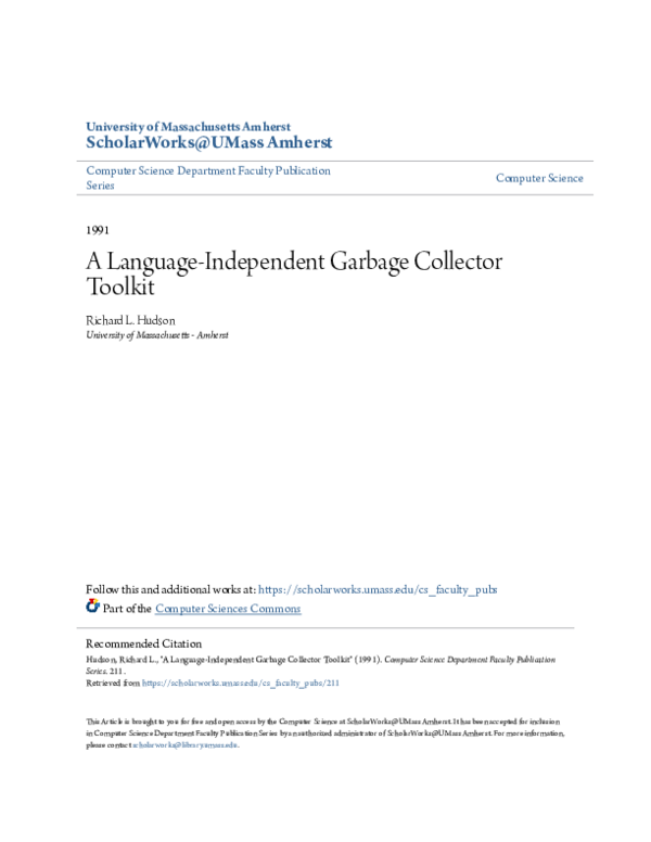 (PDF) A Language-Independent Garbage Collector Toolkit | Eliot Moss ...