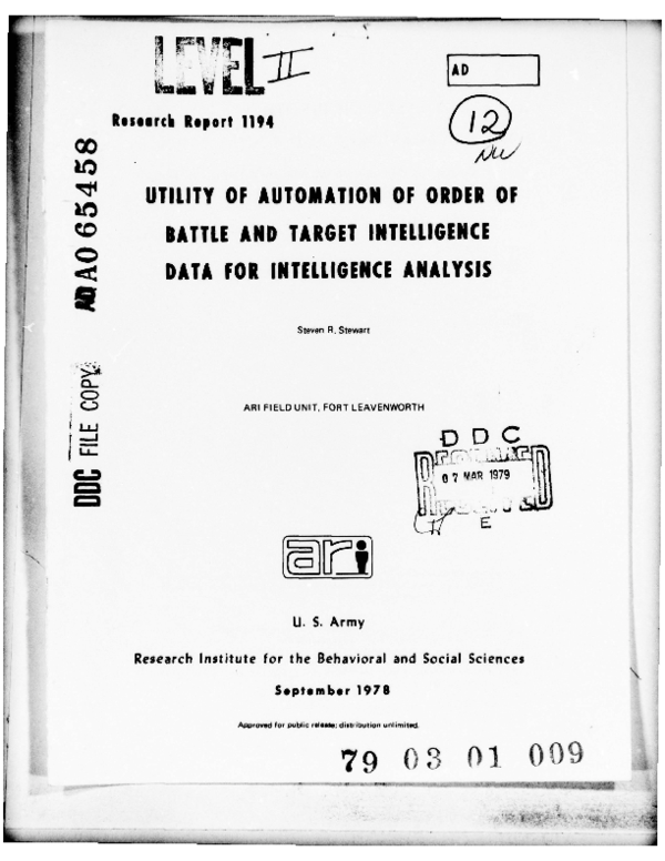 (PDF) Utility of Automation of Order of Battle and Target Intelligence ...