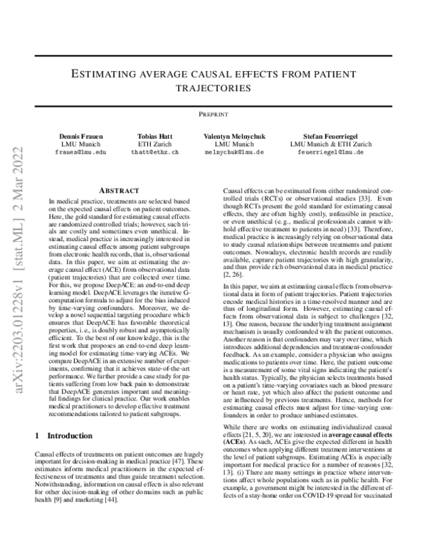 (PDF) Estimating average causal effects from patient trajectories
