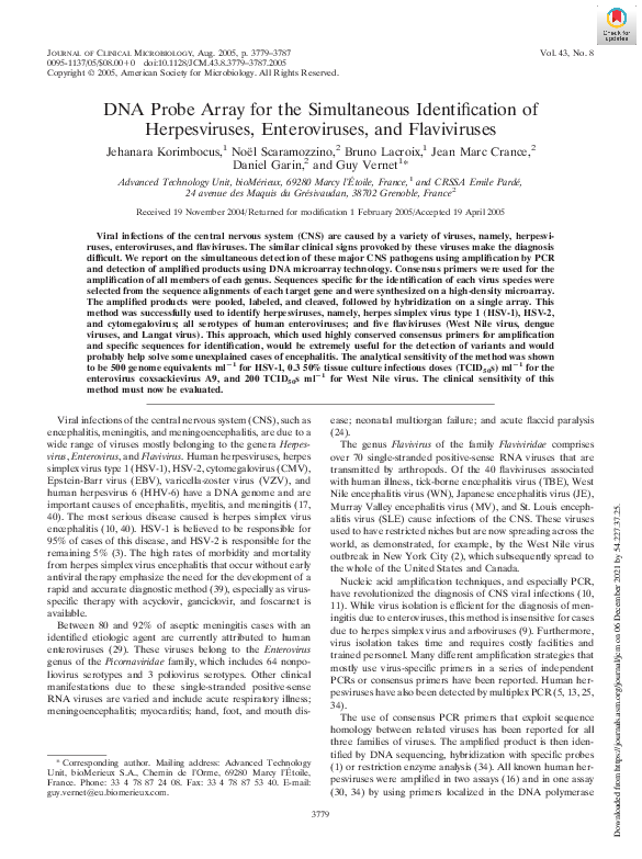(PDF) DNA Probe Array for the Simultaneous Identification of ...