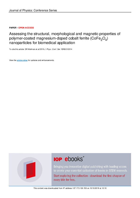 (PDF) Assessing the structural, morphological and magnetic properties of polymer-coated ...