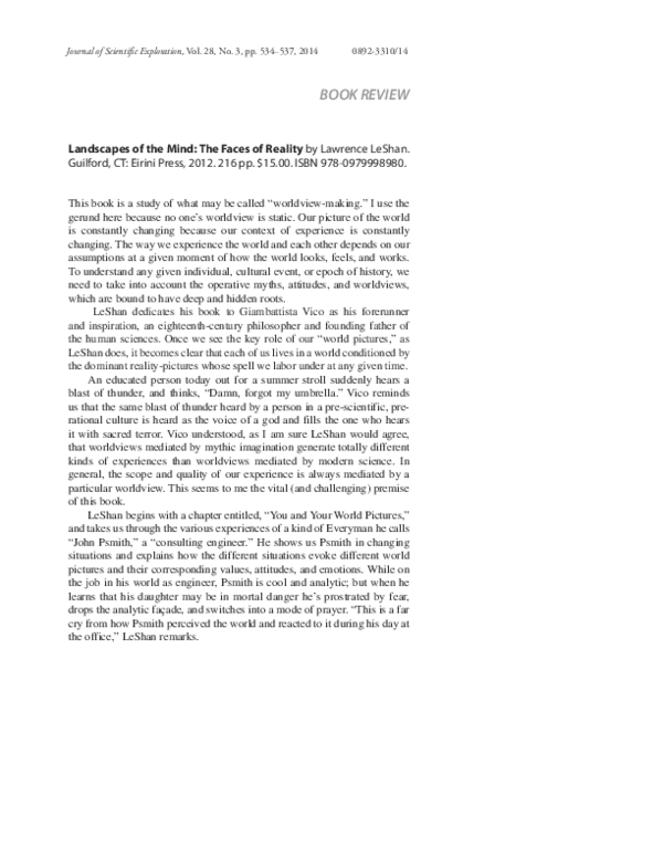 (PDF) Landscapes of the Mind: The Faces of Reality by Lawrence LeShan