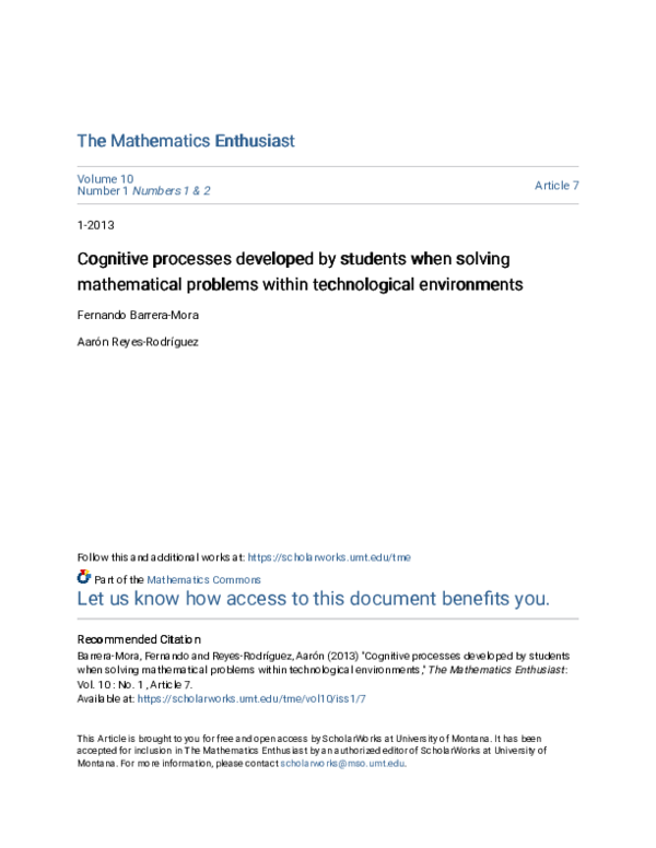 (PDF) Cognitive processes developed by students when solving ...