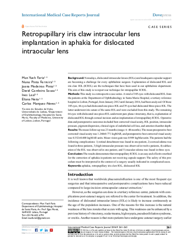 (PDF) Retropupillary iris claw intraocular lens implantation in aphakia ...