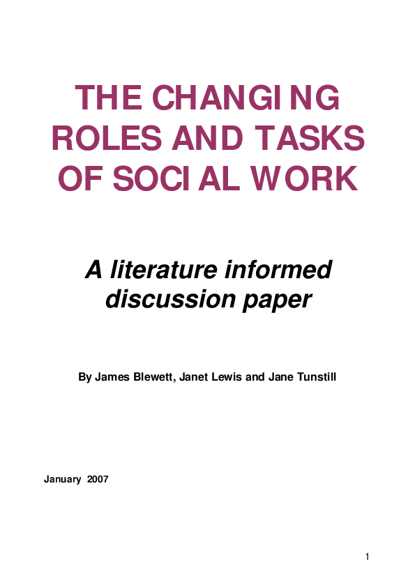 (PDF) The Changing Roles and Tasks of Social Work