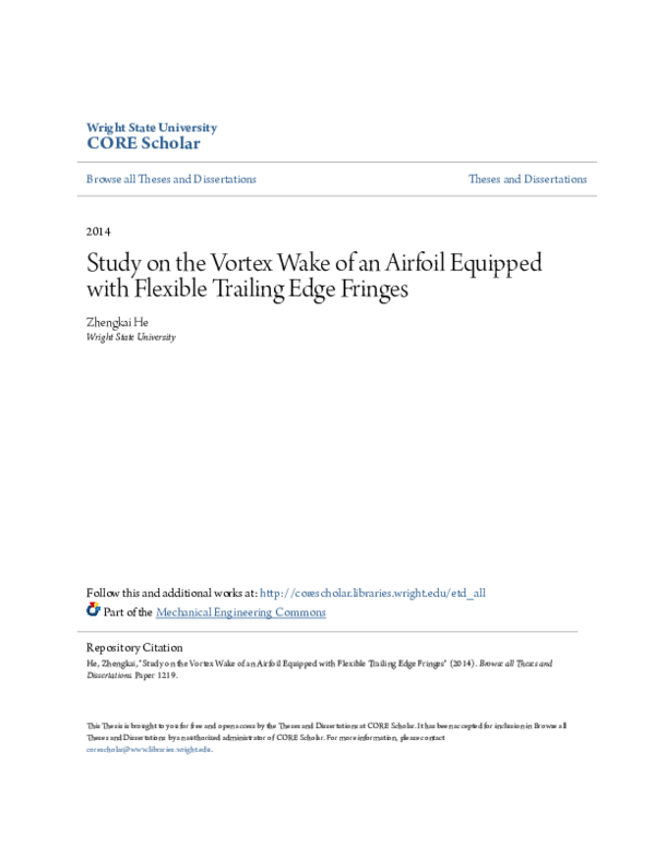 (PDF) Study on the Vortex Wake of an Airfoil Equipped with Flexible ...