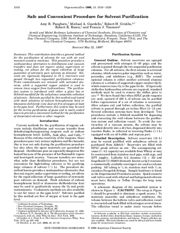 (PDF) Safe and Convenient Procedure for Solvent Purification