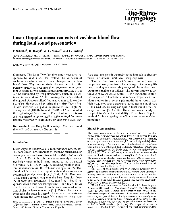 (PDF) Laser Doppler measurements of cochlear blood flow during loud ...
