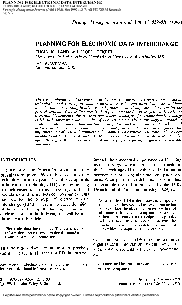 (PDF) Planning for electronic data interchange
