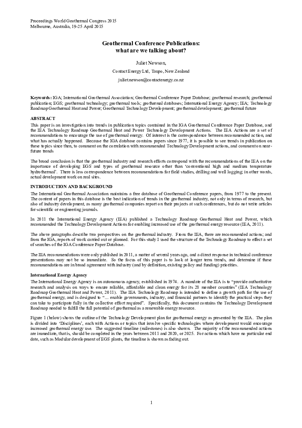 (PDF) Geothermal Conference Publications: what are we talking about?