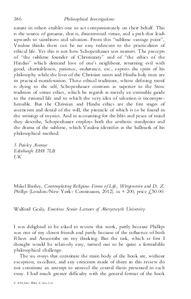 (PDF) Mikel Burley: Contemplating religious forms of life: Wittgenstein ...