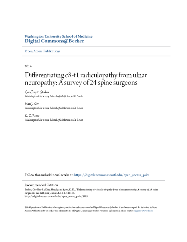 (PDF) Differentiating c8-t1 radiculopathy from ulnar neuropathy: a ...