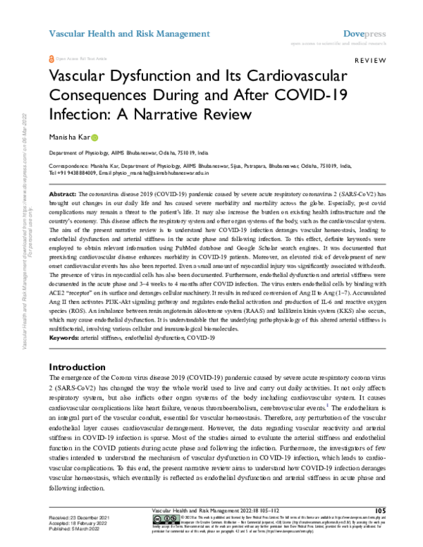(PDF) Vascular Dysfunction and Its Cardiovascular Consequences During ...
