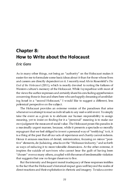 (PDF) How to Write about the Holocaust