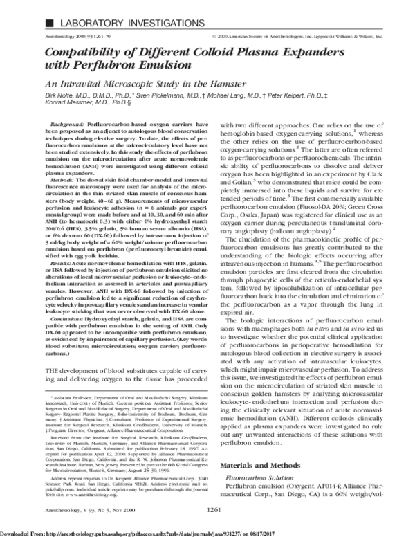 (PDF) Compatibility of Different Colloid Plasma Expanders with ...